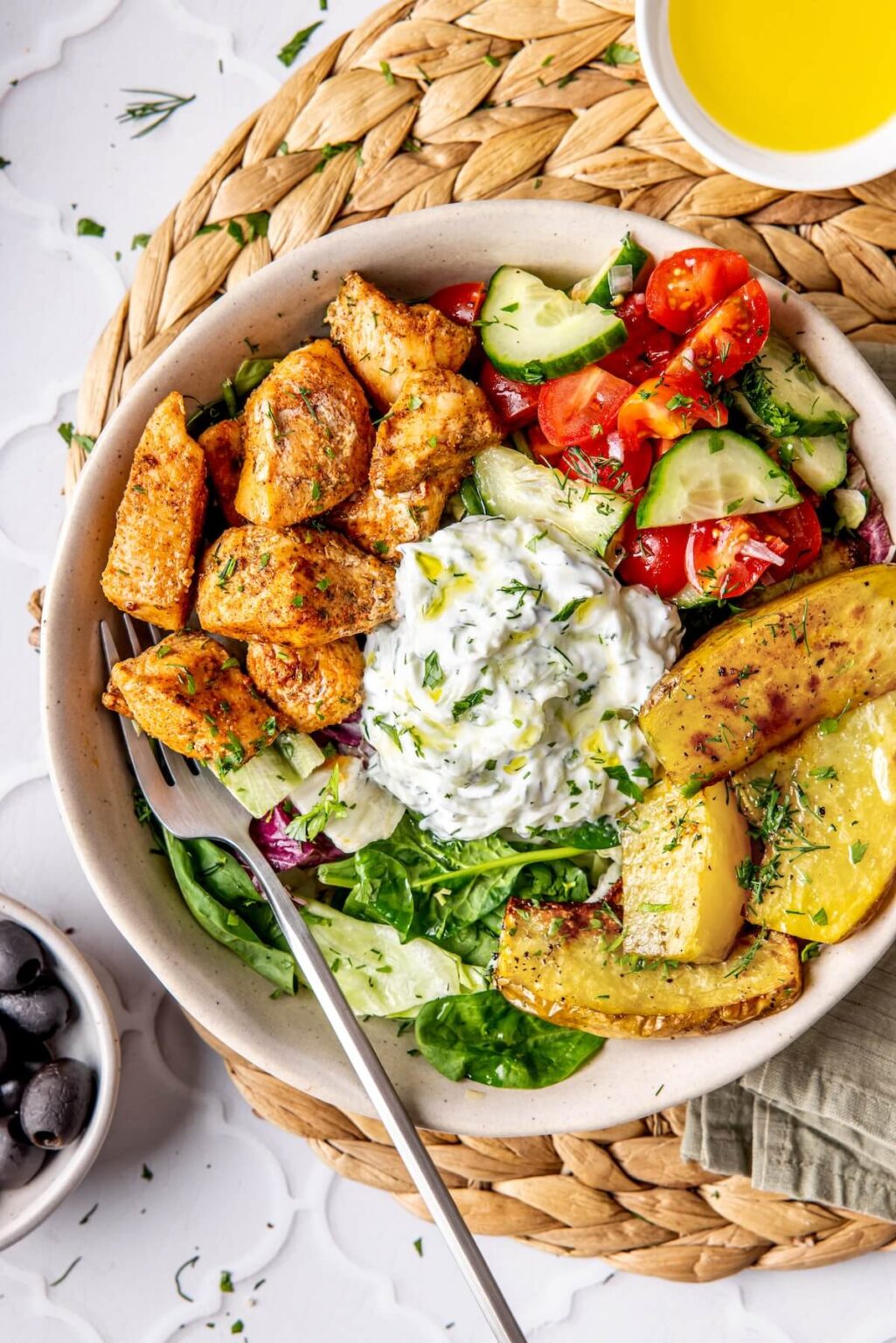 LOADED GREEK CHICKEN TZATZIKI BOWL