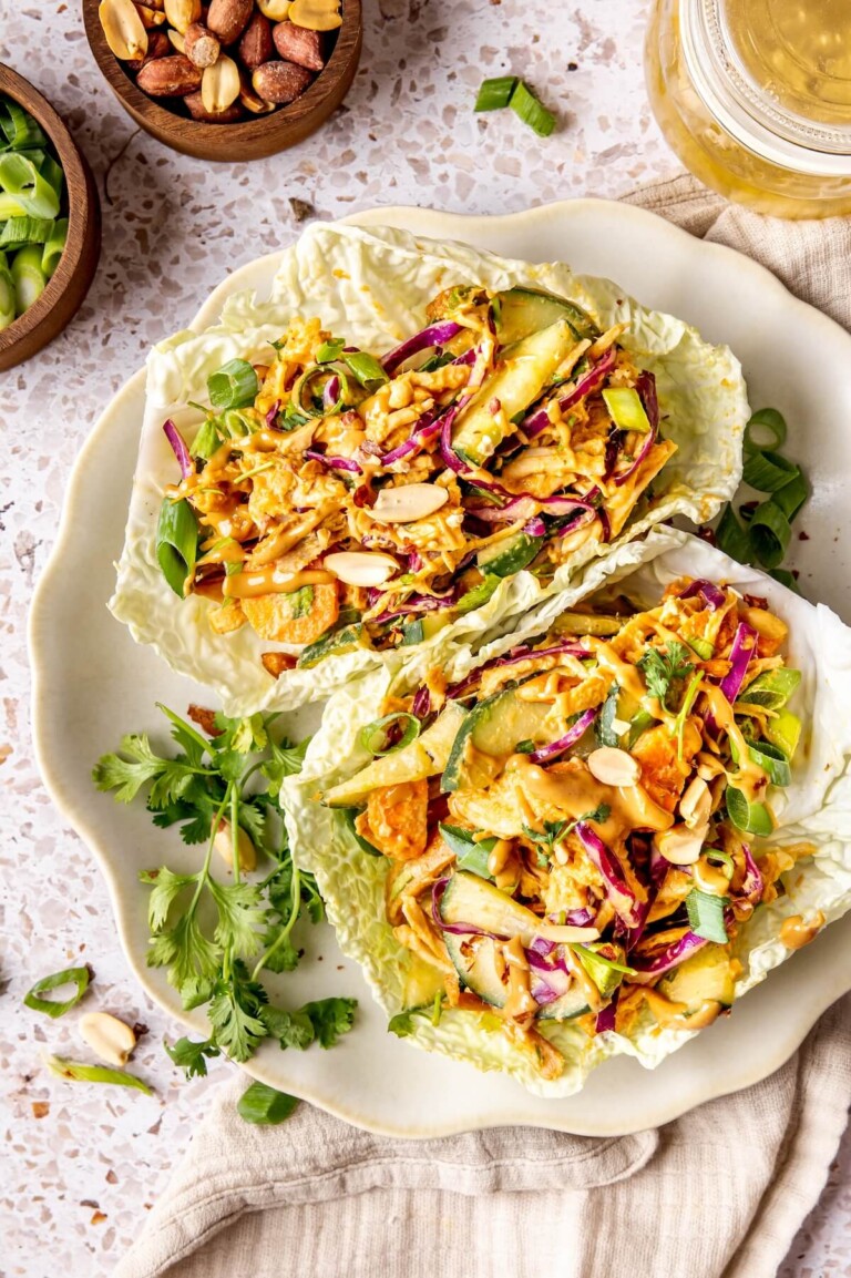 PEANUT CHICKEN SATAY LETTUCE WRAPS