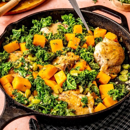 SKILLET CHICKEN AND BUTTERNUT SQUASH