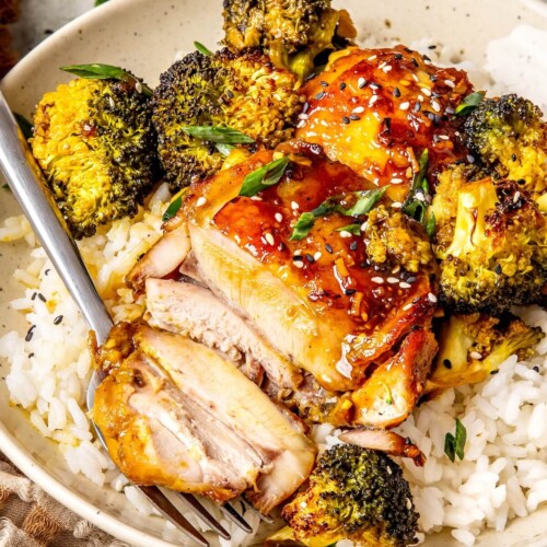 SAUCY BRAISED GINGER CHICKEN THIGHS AND BROCCOLI