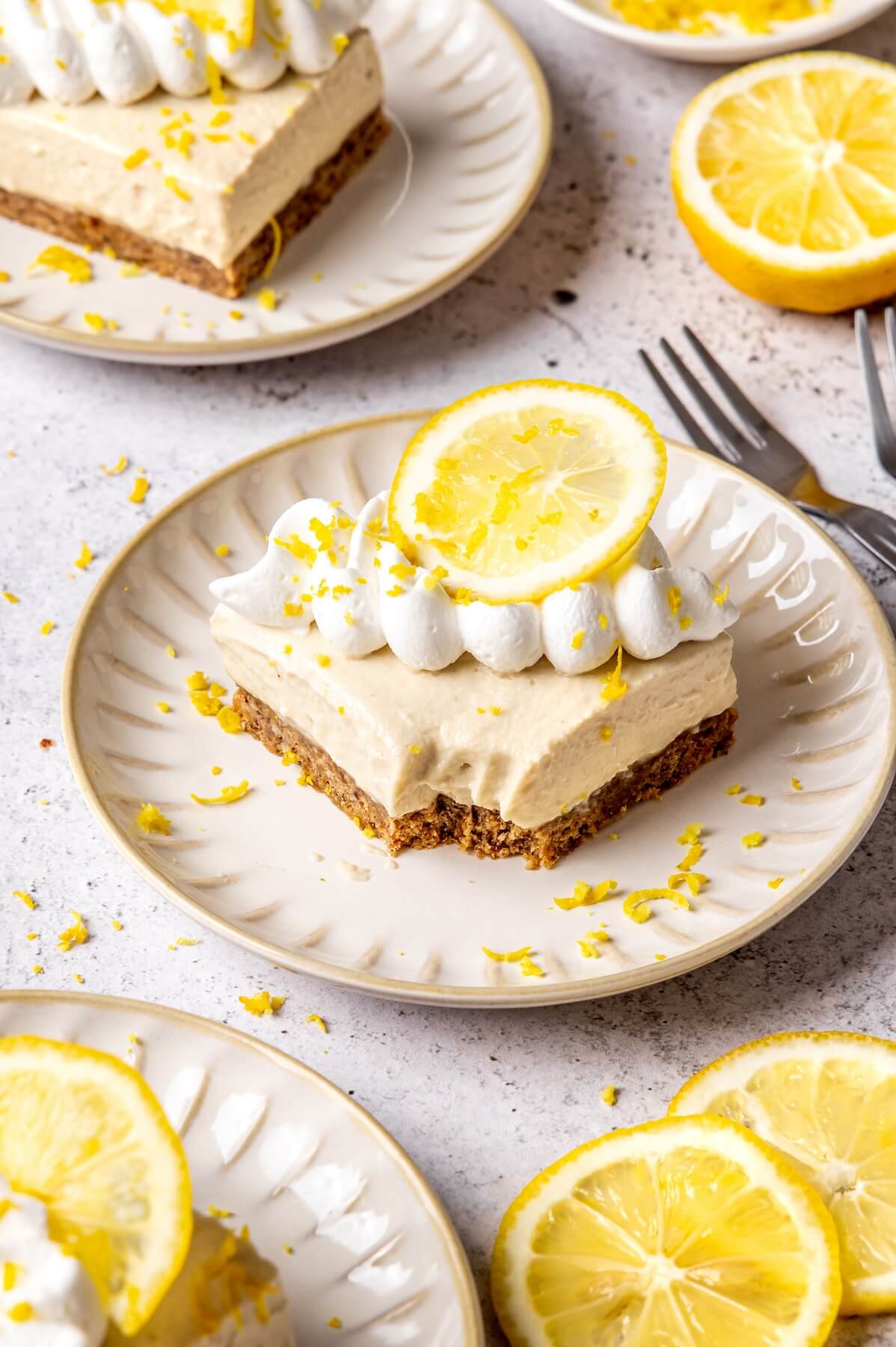 NO-BAKE VEGAN LEMON CHEESECAKE BARS